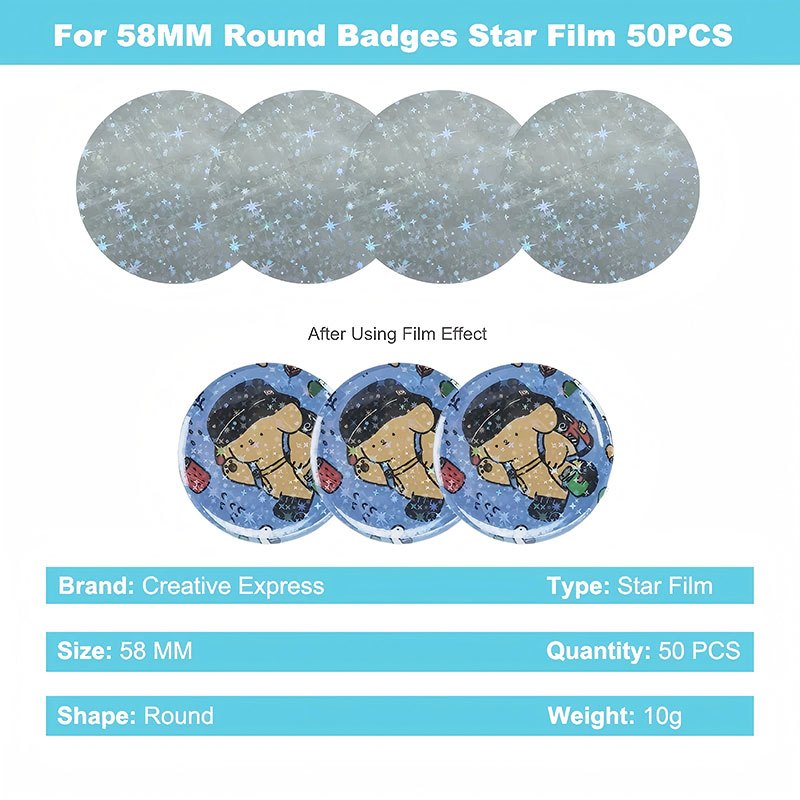 Creative Mylar Film 50PCS For Badge Glass Shards / Stars / Rainbow Film ...