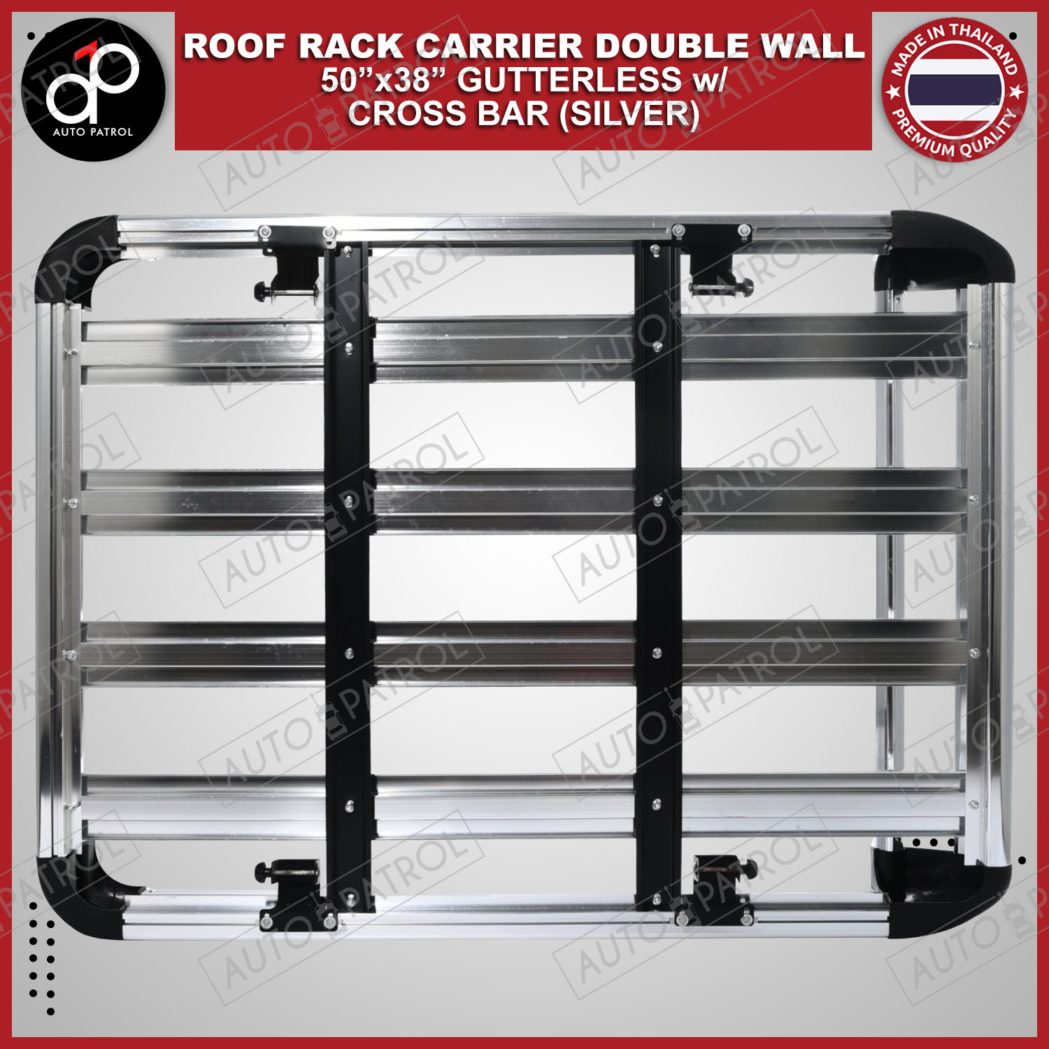 Double Wall Roof rack 50x38 inches Silver with Gutterless w/ Cross bar ...