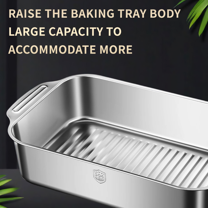 316 Stainless Steel BBQ Food Trays With Lid Rectangular Baking Pan ...