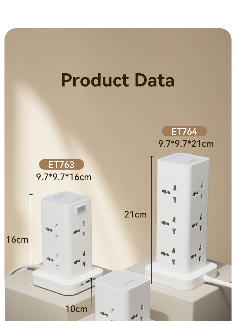 Deli 12 Gangs Fast Charging Universal Vertical Electric Socket ...