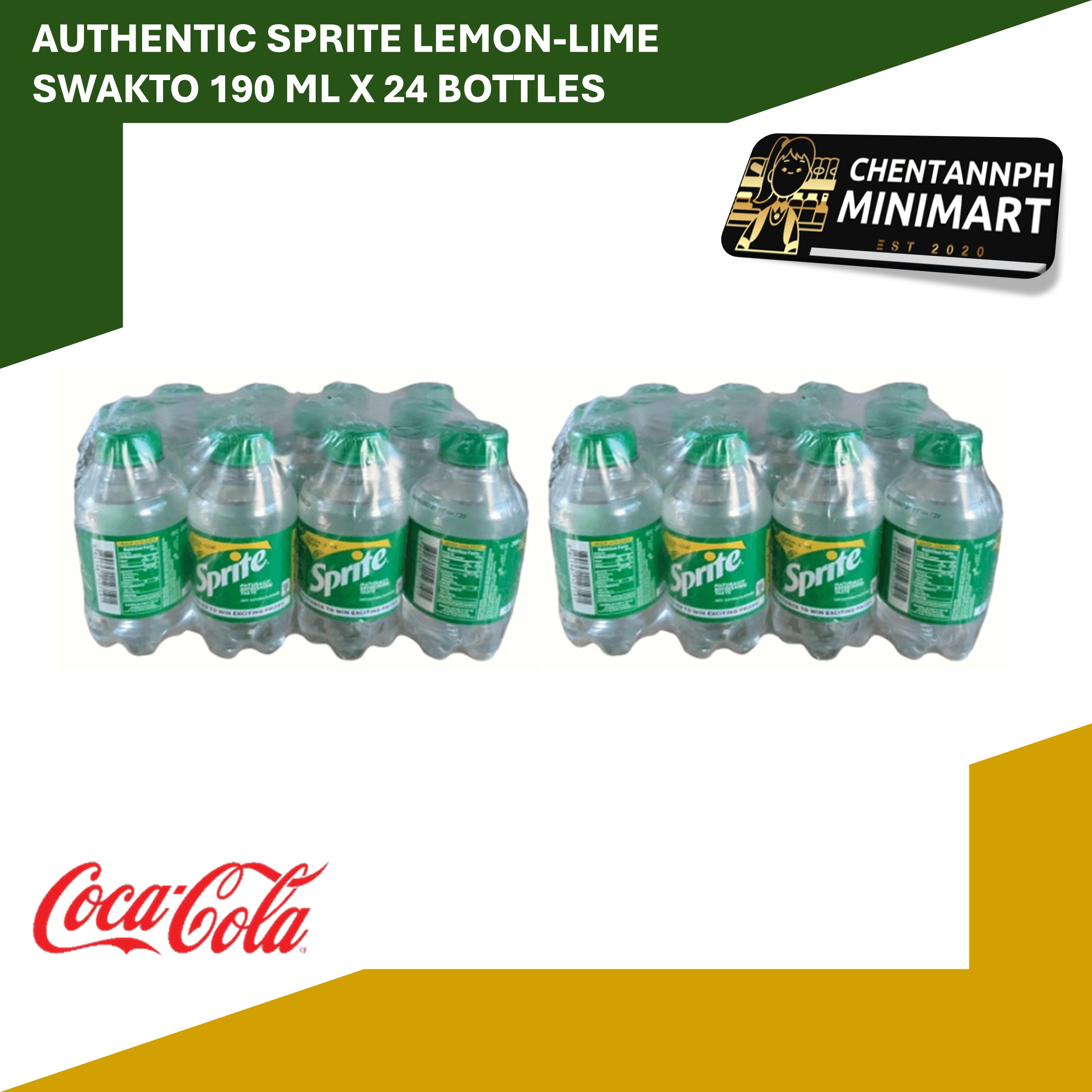 (2 CASES) COCA-COLA Swakto SPRITE Lemon-Lime Softdrinks Beverages Soda 190 mL X 24 bottles ...