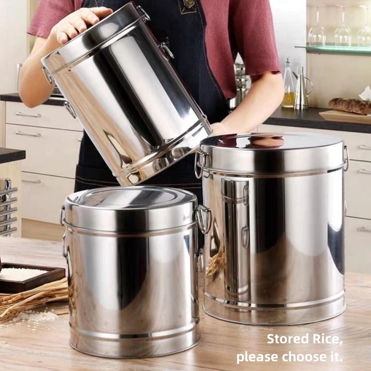304 stainless Rice Storage Container Sealed Rice Dispenser Thicken ...