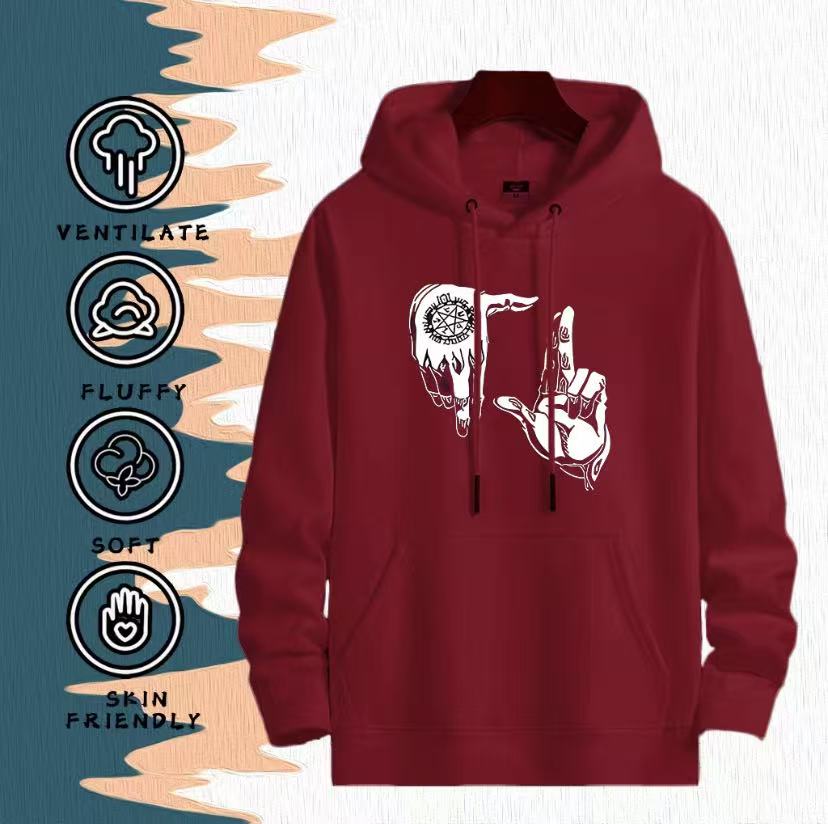 Hoodie Jacket Without Zipper Hand Sign Printed Design Men Women High ...