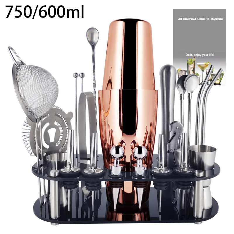 Ship Local-22Pcs 750/600ml Boston Cocktail Shaker Bar Tools Bartending ...