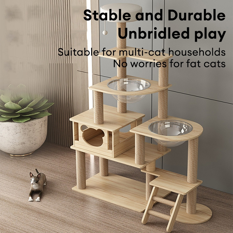 【Free gifts】Cat Condo Wooden Climbing Frame Jumping Platform Sturdy ...