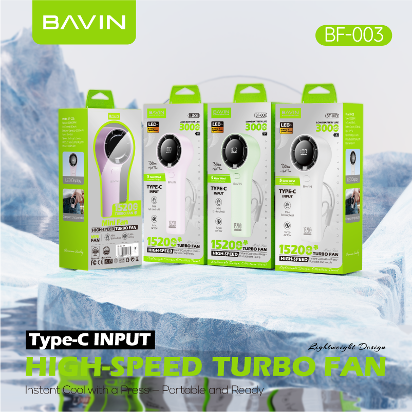 BAVIN BF003 Mini Handheld Turbo Portable Mini Fan w/ Up to 5 Gears ...