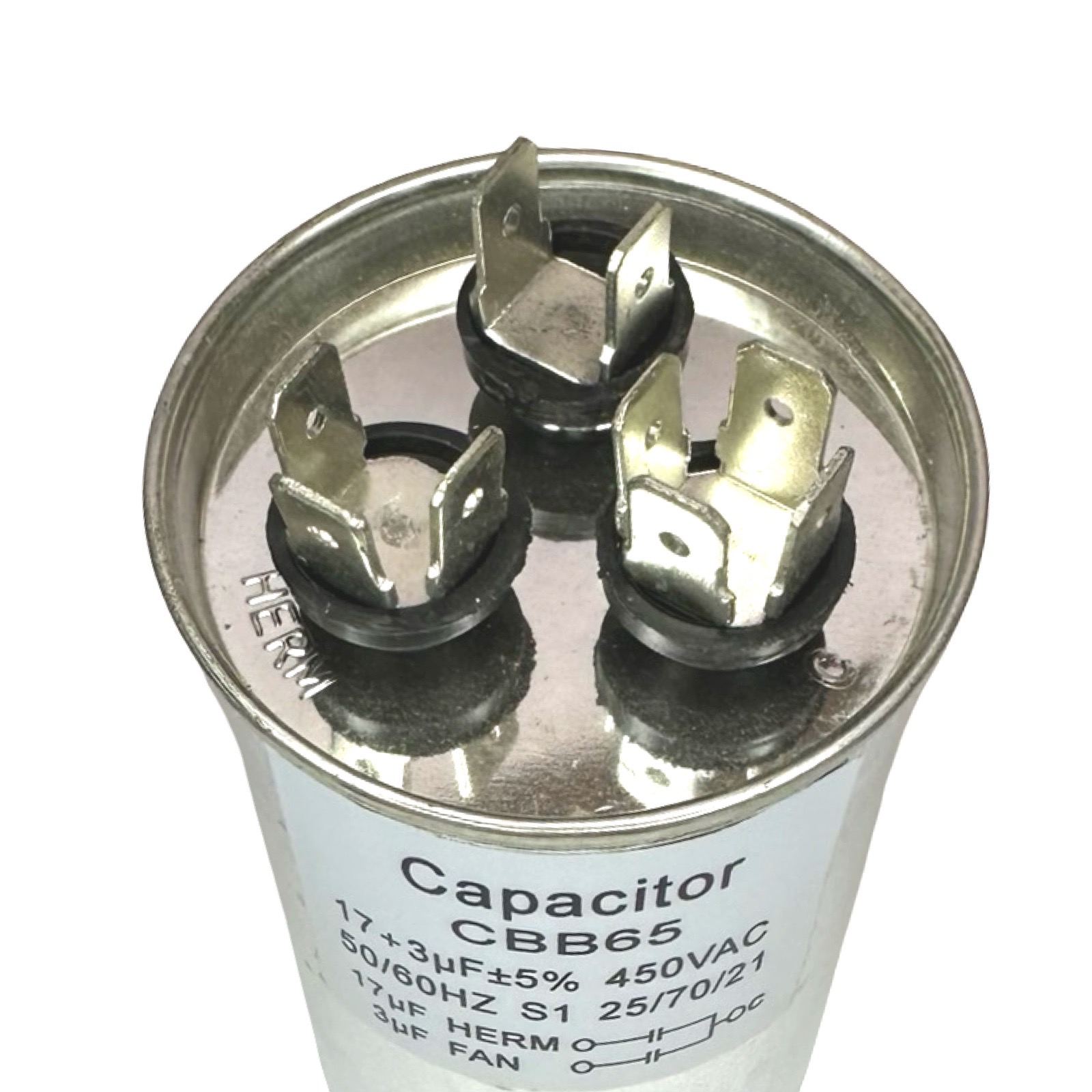 Metal Aircon Capacitor 17+3 Dual Capacitor 17uf + 3uf 450VAC Dual Run ...