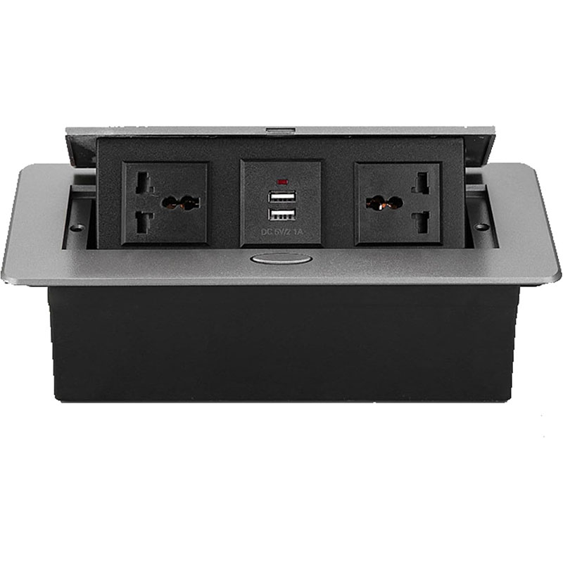 Table Pop Up Socket Dual USB Power Outlet Strip Hub Connection Box 220V ...