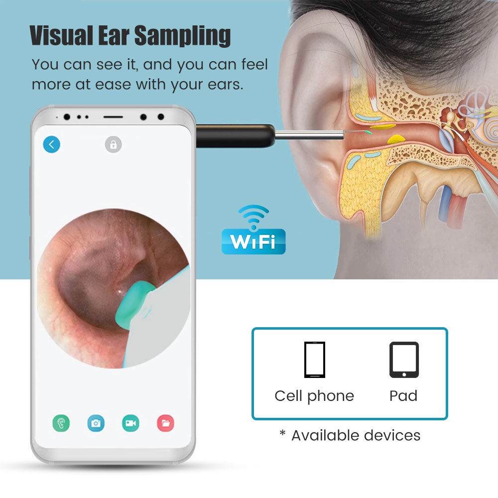 Wireless WiFi Ear Cleaner Intelligent Earpick With Camera Baby Ear ...