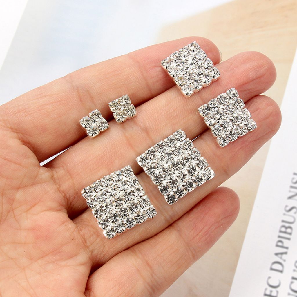 Aria Jewelry HUSTLER'S ICED OUT 925 Italy Silver Square Stud Earrings ...