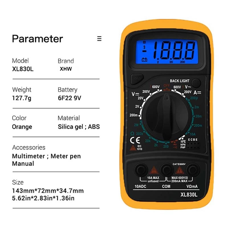 Original LCD Digital Multi Tester Multimeter Electrical Tester ...
