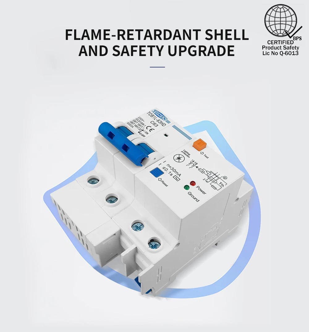 TOMZN Residual Current Circuit Breaker Main switch with surge protector ...