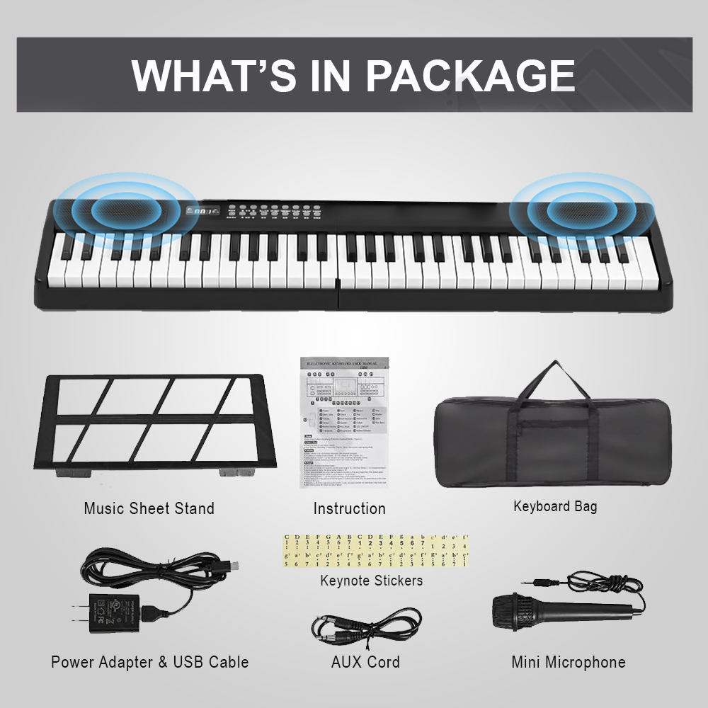 61 Key Folding Digital Piano Portable Bluetooth Electronic Piano Semi ...