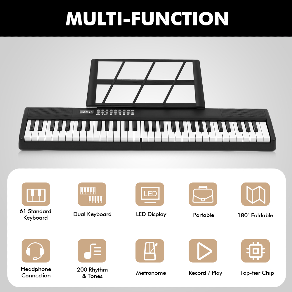 Foldable 61 Keys Piano Portable Piano Keyboard Touch-Response Digital ...
