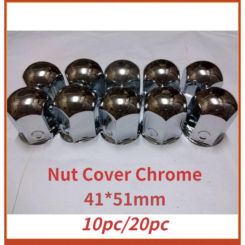 Hub nut cover 41mm 20/10pc Large Truck Tractor Tire Nut Cover Chrome ...