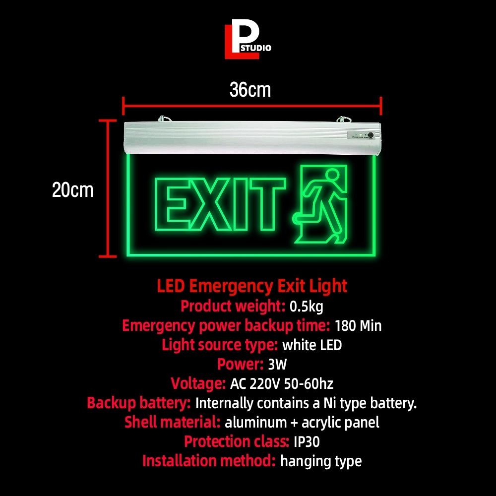 Emegency led light rechargeable emergency exit light fire exit signage ...