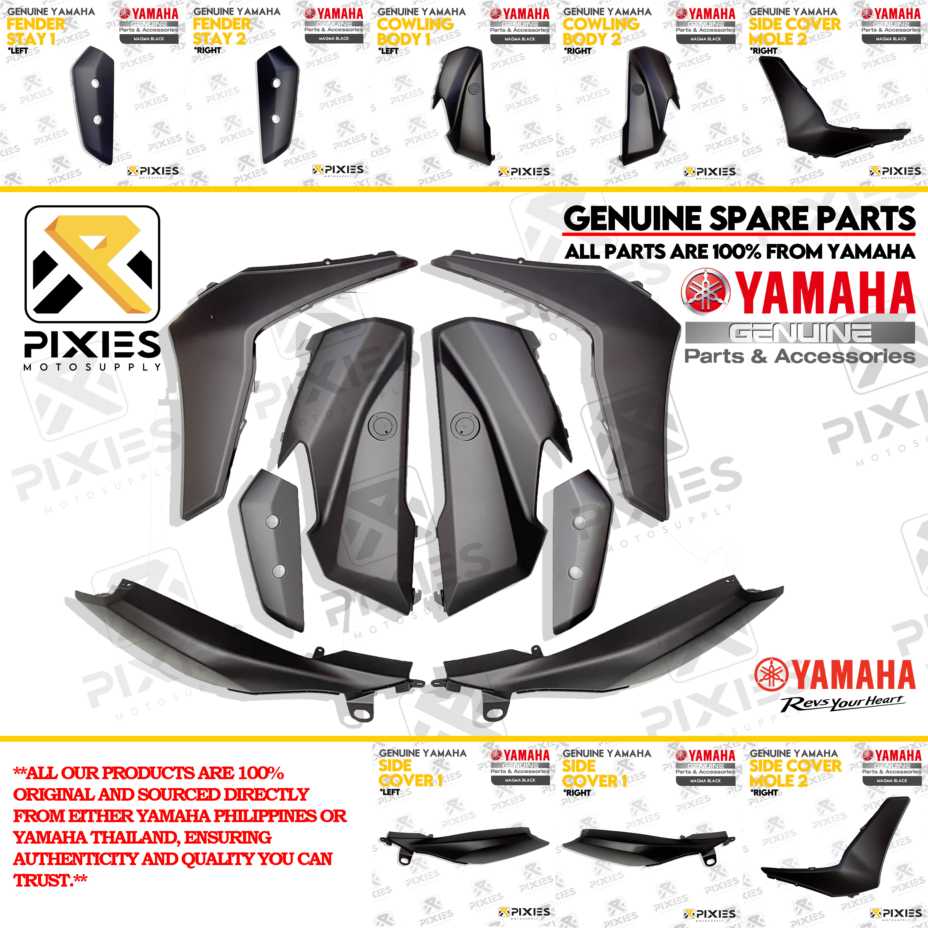 YAMAHA NMAX TURBO V3 NMAX NEO SPARE PART MAGMA BLACK GENUINE FAIRINGS ...
