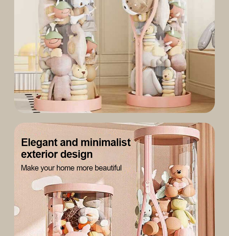 Kid's Toy Transparent Storage Box Plush Toy Doll Storage Bucket ...