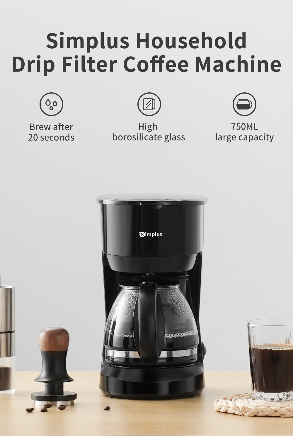 Simplus Coffee Maker Machines Anti Drip Design Manual Coffee Grinder ...