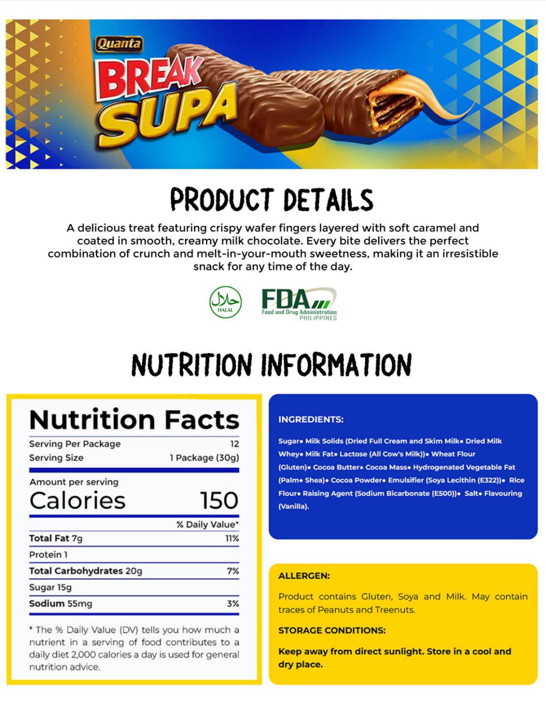 Quanta Break Supa Crunchy Wafer Fingers in Soft Caramel and Creamy Milk ...