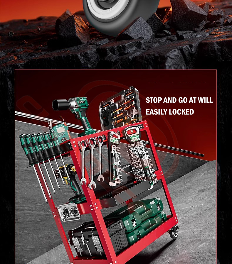 Trolley 3 Layer Tool Cart Hand Push trolley Heavy Duty Tool Box Cabinet ...