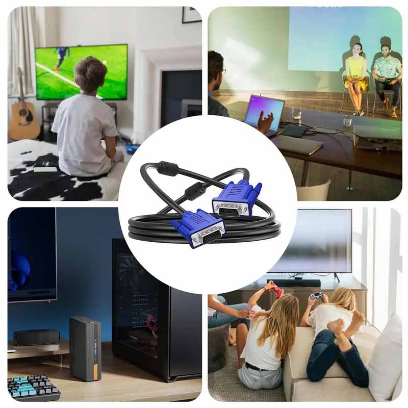 VGA To VGA 3+6 Cable 15 Pin Video Extension Converter Connector for ...