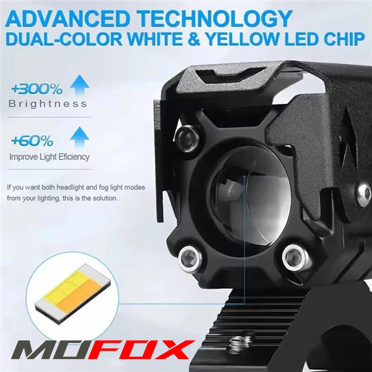 MOFOX R1 Laser Gun Motorcycle Mini Driving Light MDL 40W Dual Color Hi ...