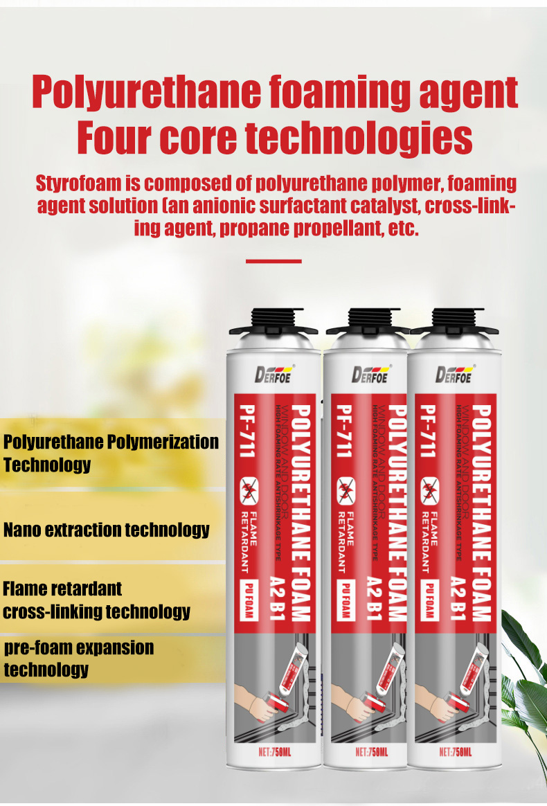 900g polyurethane foam Expanding Foam Spray 500 times high foaming volume sealant foam spray ...