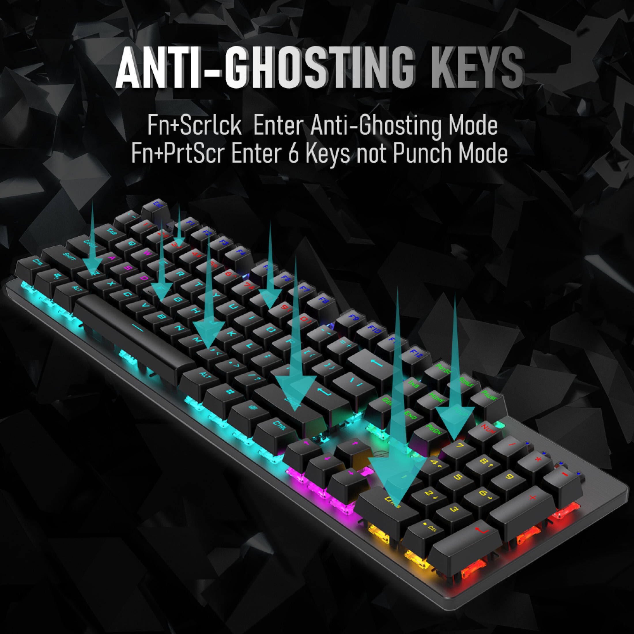 HP GK100F Mechanical Gaming keyboard Hybrid backlight 104 keys 60 ...