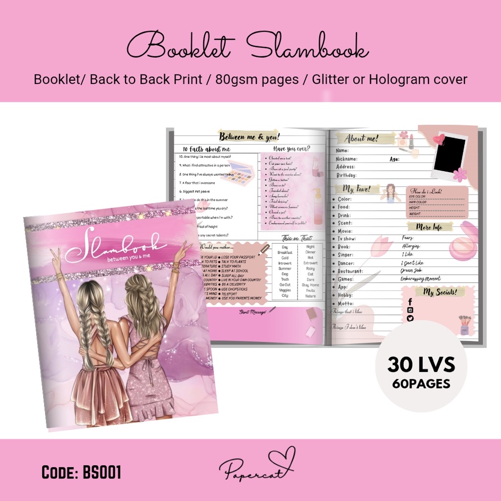 Booklet Slambook (any age) Stapled 30leaves Diary book Journal | Shopee ...