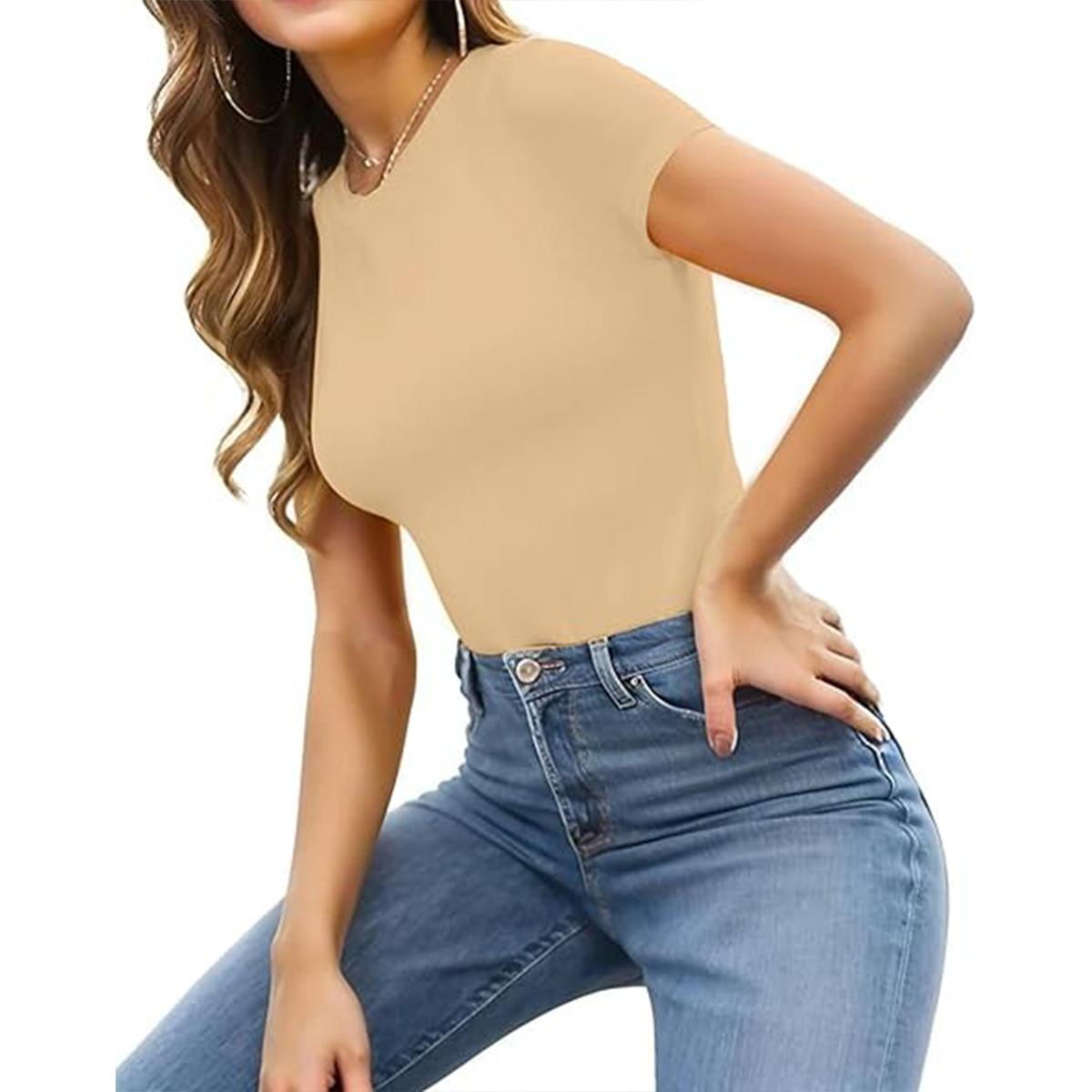 [Hottie Diary] Buy One Get One Free Brown + Beige Women's Round Neck ...