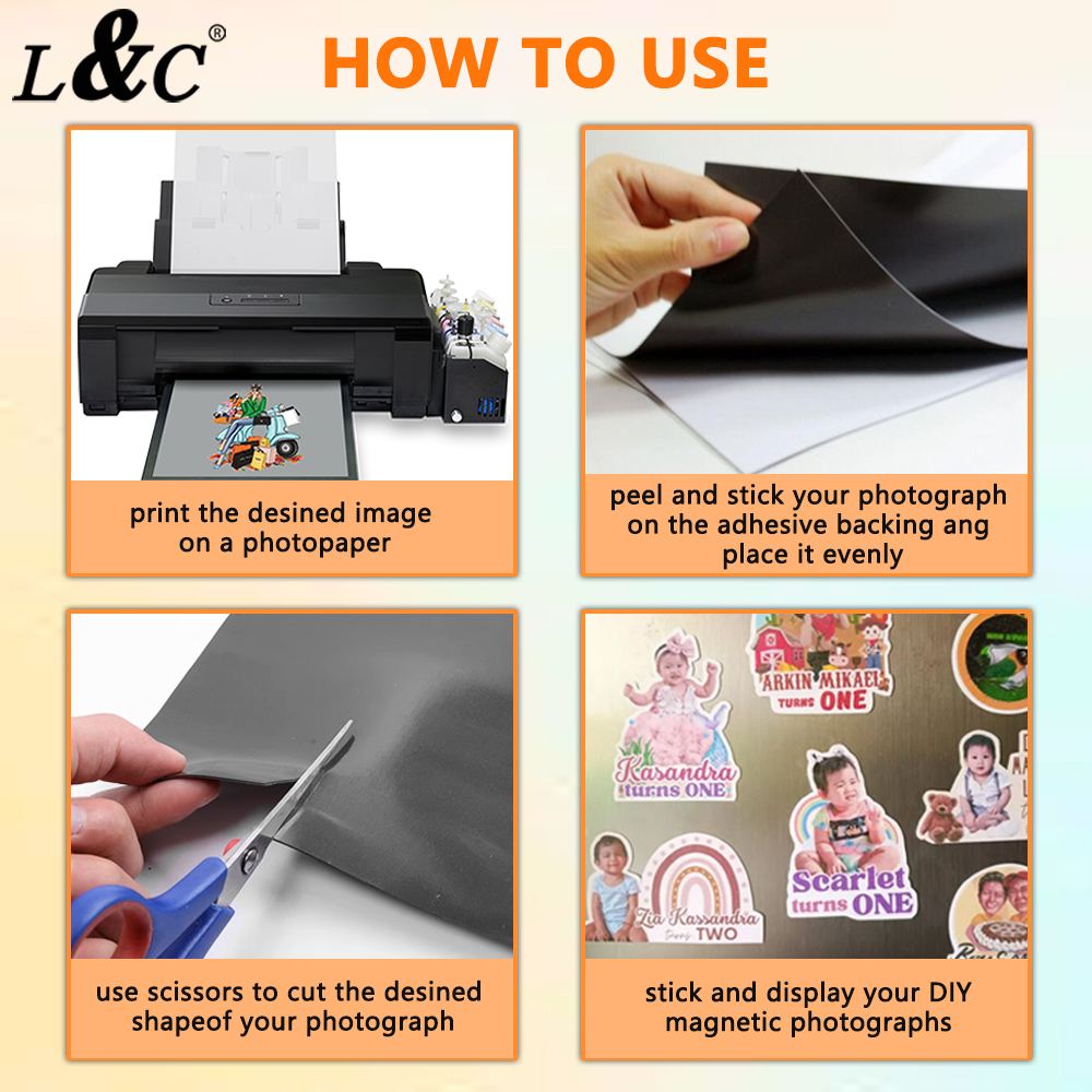L&C Magnetic Sheet 10pcs A4 Size With Adhesive Non- Adhesive Pre-cut ...