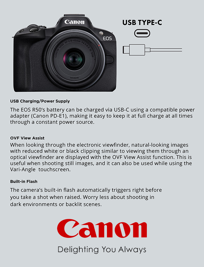 Canon Mirrorless Camera EOS R50 RF-S18-45mm 24.2 Megapixel-with Free ...
