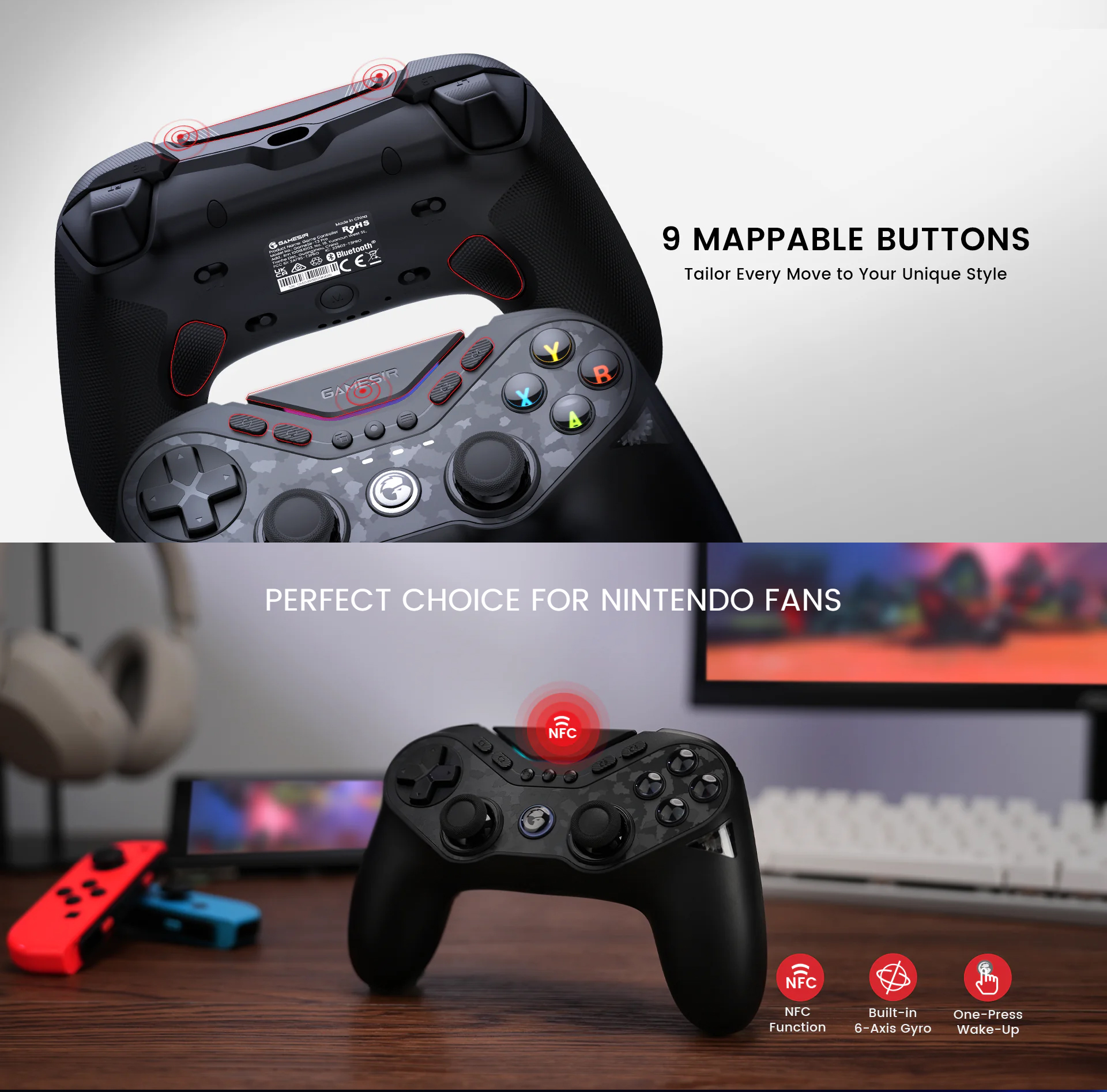 GameSir Tarantula Pro Multi-Platform Wireless Symmetric Pro Controller Charging Station Edition ...