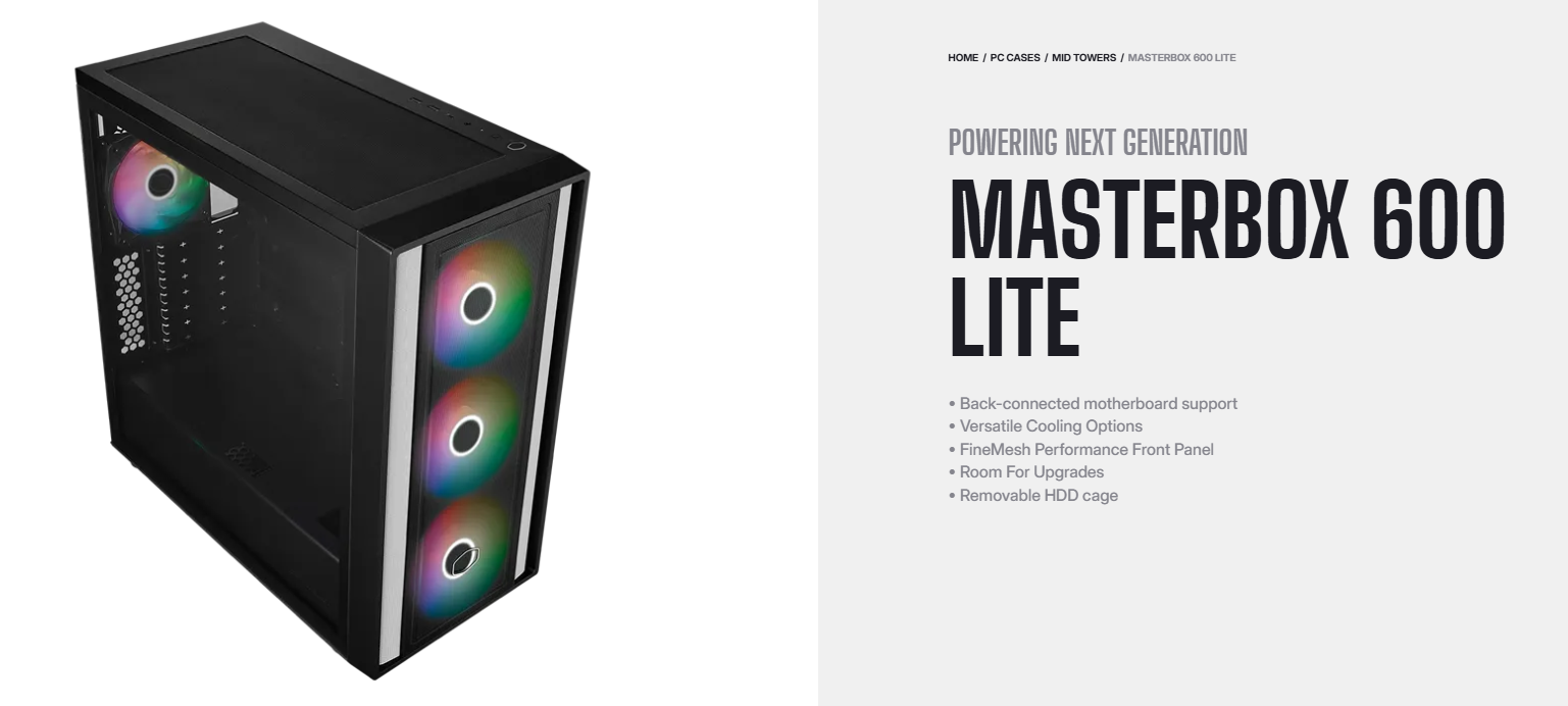 Itw | Cooler Master Computer Case Masterbox 600Lite Black Mid Tower ...