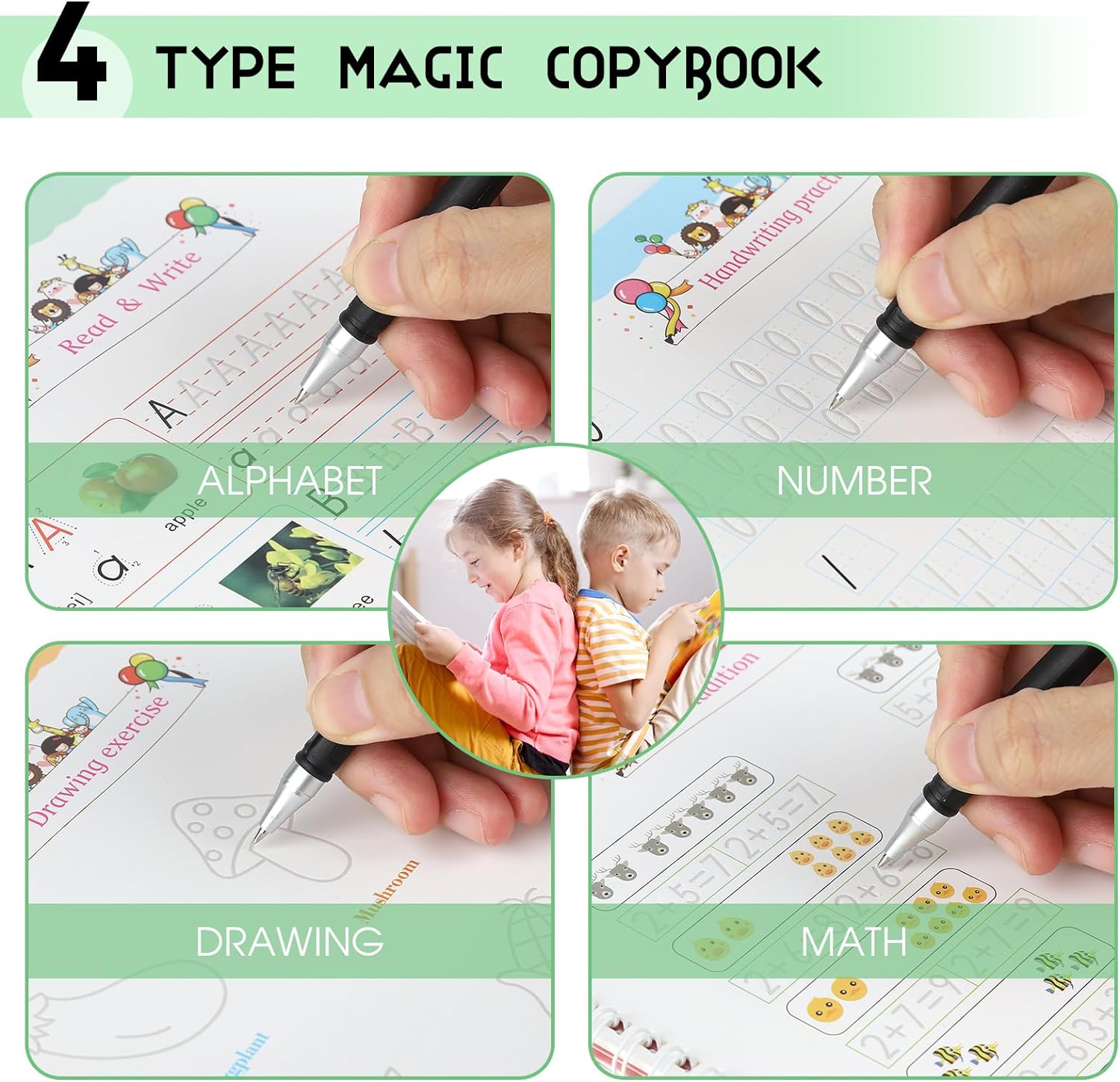 ACE 4in1 Magic Practice Copybook for Kids Reusable Magic Calligraphy ...