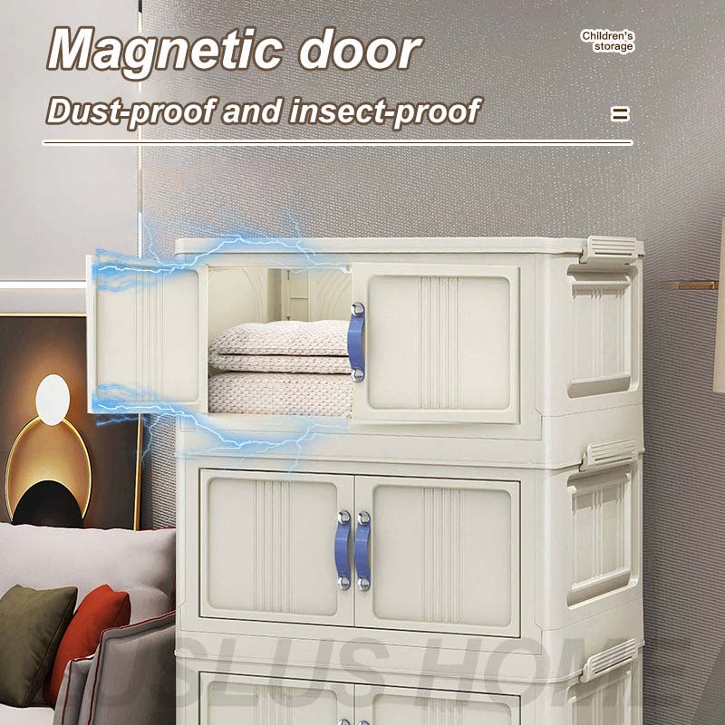 LUS Foldable Storage Cabinet Organizer For Clothes With Wheels Storage ...