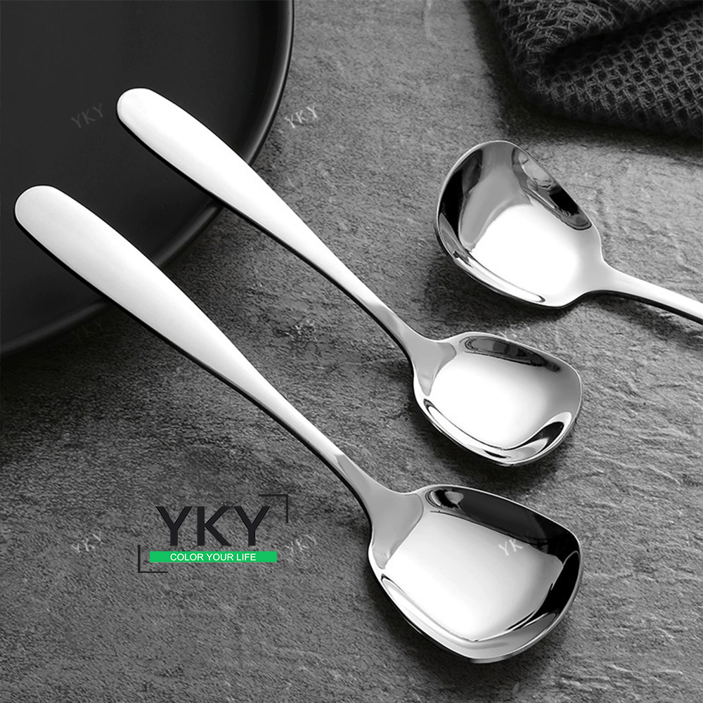 Square Flat Spoon European Style Spoon Thick Stainless Steel Spoons ...