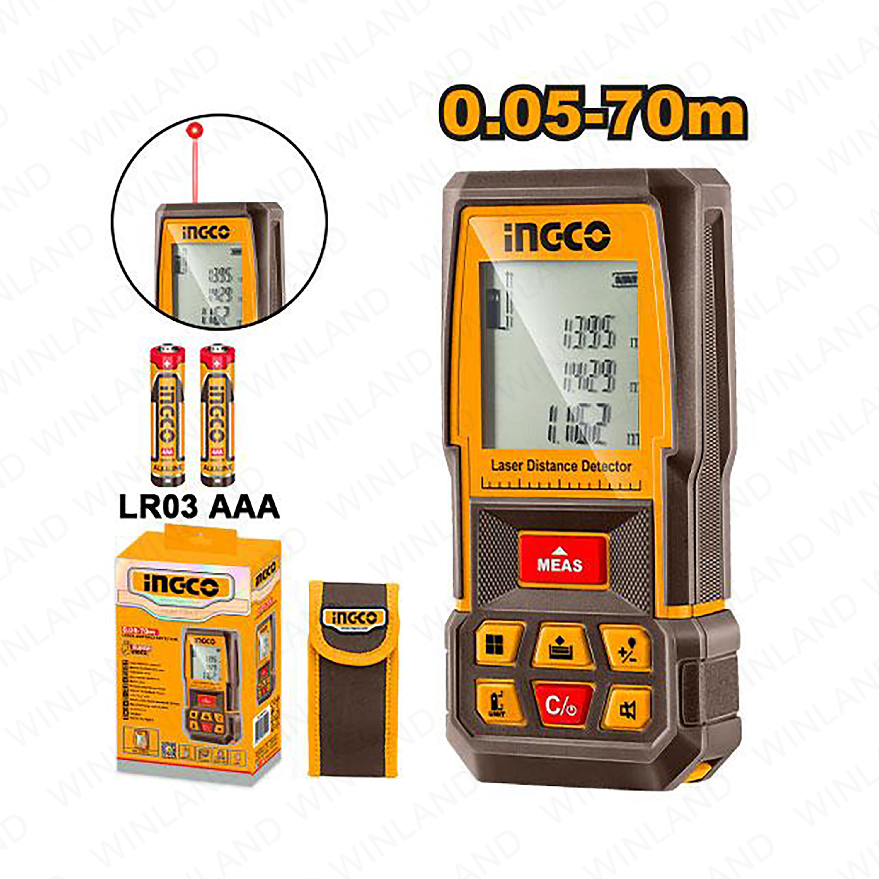 Ingco by Winland Laser Distance Detector 0°C ~ +50°C/2*1.5 AAA/0.05-70m ...