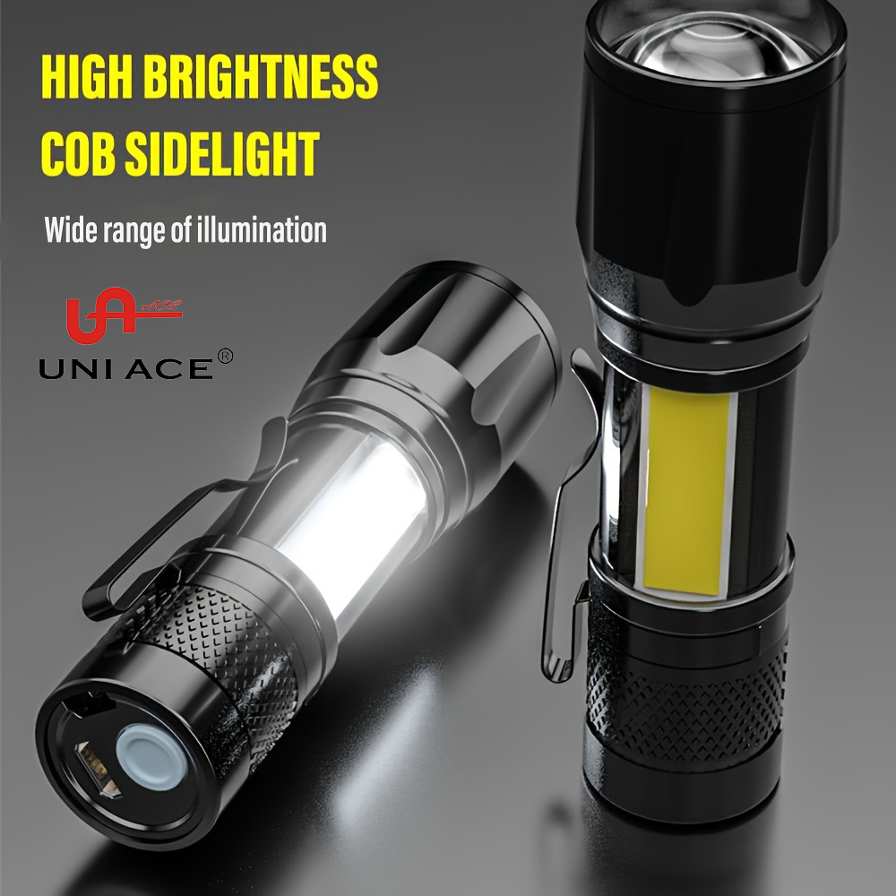 High Power 300 Lumen Portable LED Zoom Torch USB Rechargeable MINI ...