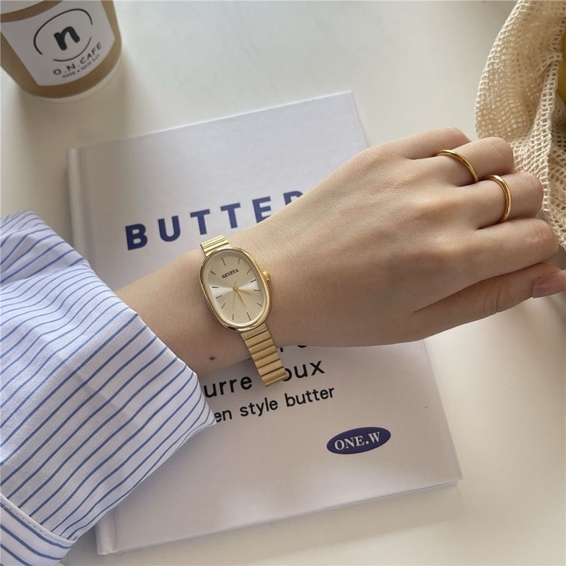 Relo Fashion Luxury Women Quartz Watch Stainless Steel Oval Small Dial ...