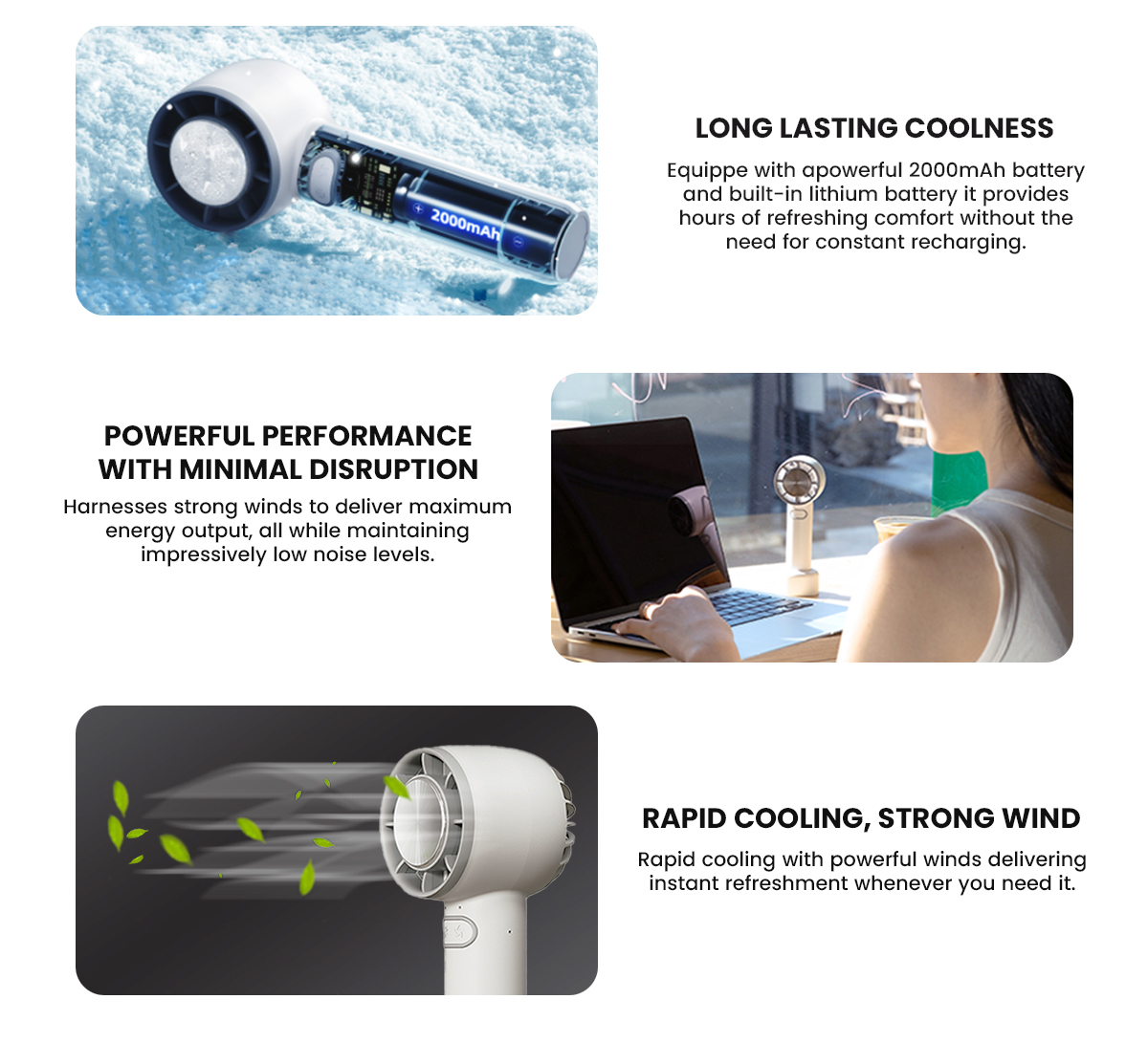 Tylex XM63 Handheld Refrigerant Fan 3 Gears Strong Wind Rapid Cooling ...