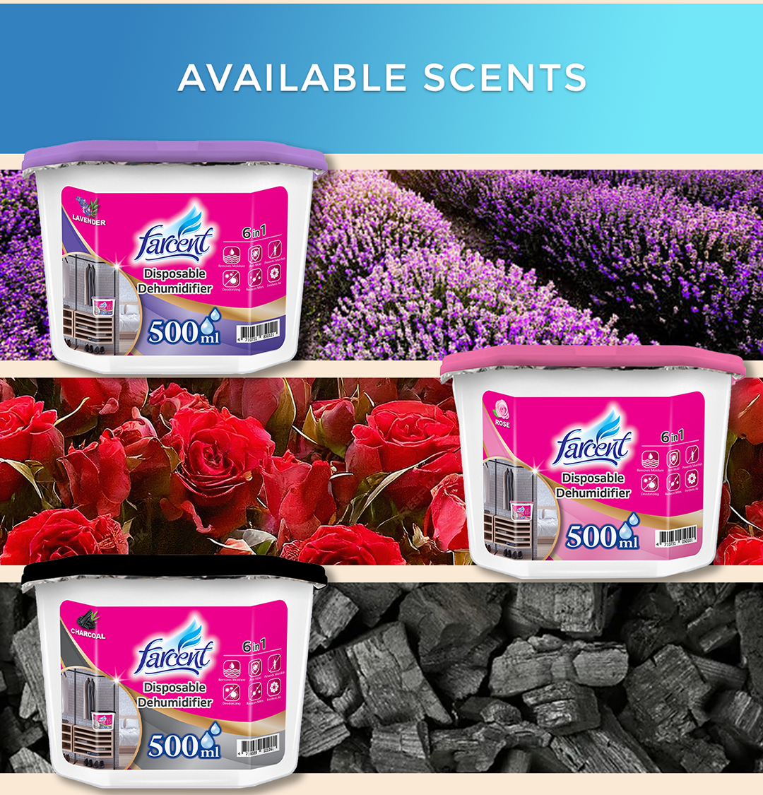 Farcent Disposable Dehumidifier - Lavender Set of 4 (500ml each ...