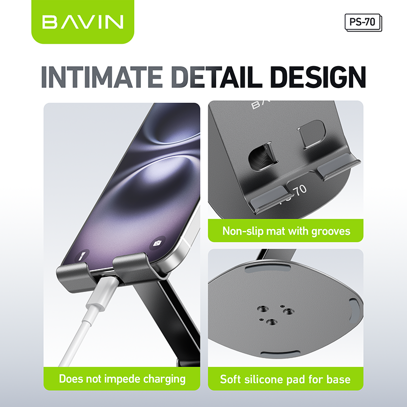 BAVIN PS70 Steel Phone Holder 360 Rotation Metal Phone Stand Bracket Holder for Cellphone ...