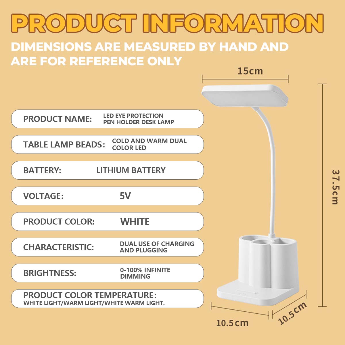 LED Rechargeable Desk Lamp Shade Study Light For Bedroom Flexible Dim ...