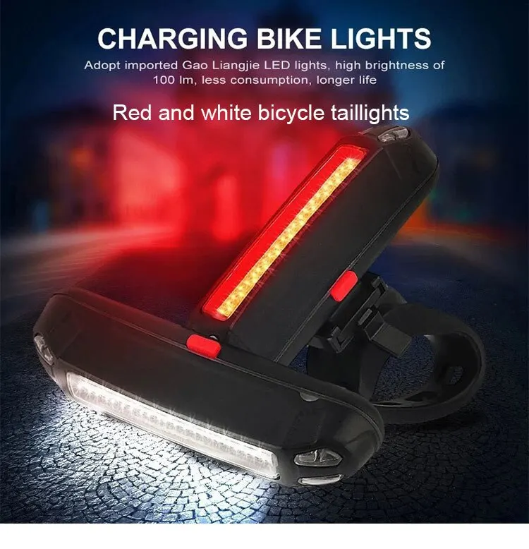 USB Rechargeable LED Bicycle Rear Taillight-100LM Waterproof Safety Warning Light Multiple Modes ...