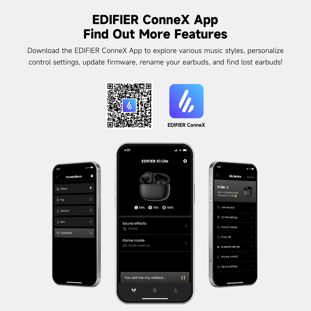 Edifier T10/X1 lite Bluetooth V5.4 AI Call Noise Cancellation SBC ...