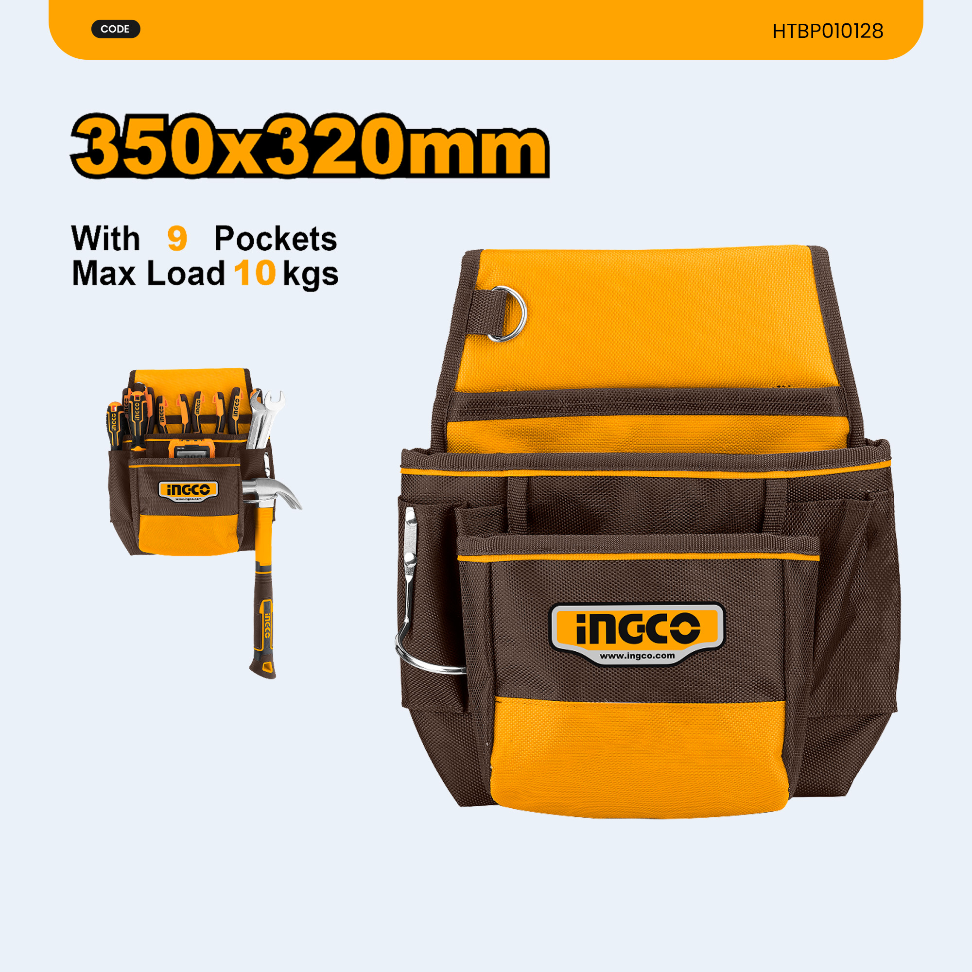 Ingco Waist Tool Belt Pouch 10kg Max Load Tools Organizer Carrier ...