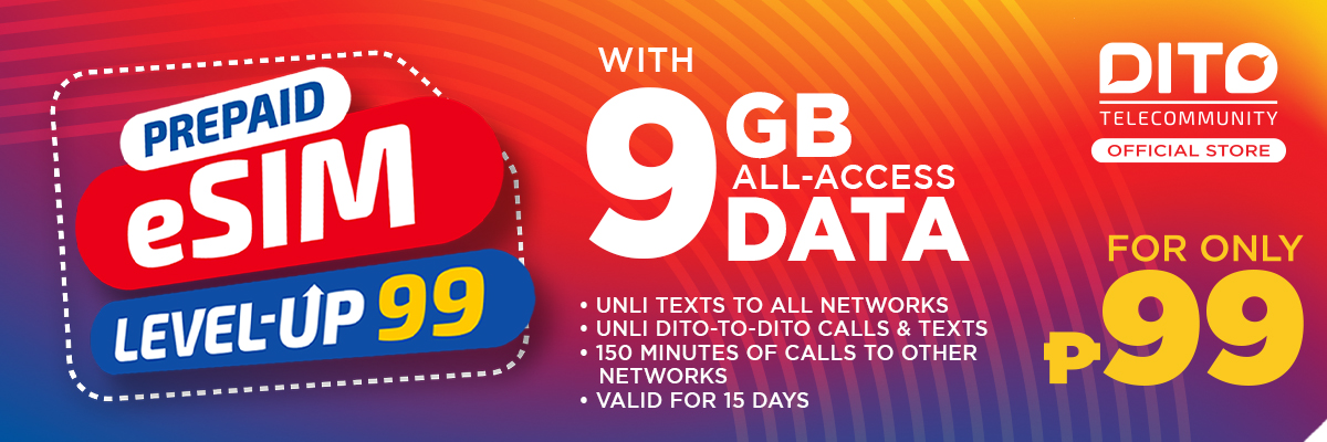 DITO eSIM Level-up 99 Prepaid 9GB Data | Shopee Philippines