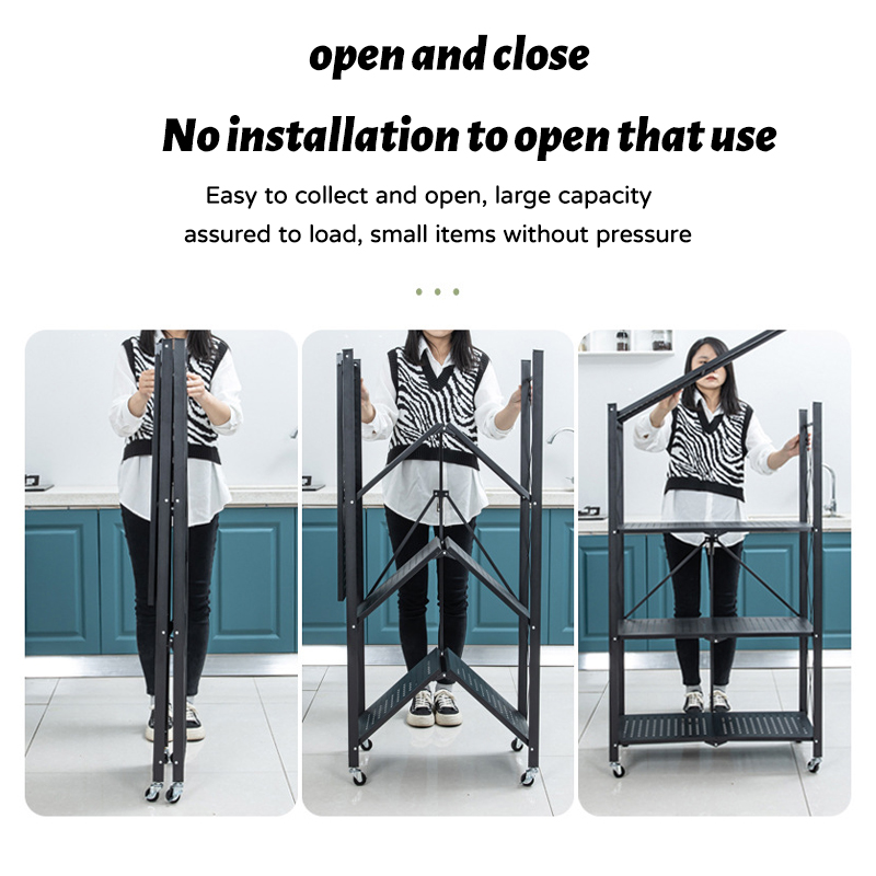 Foldable Kitchen Rack organizer Multifunction Foldable Metal Rack ...